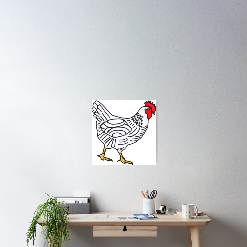 "ADORABLE HEN DRAWING - CUTE CHICKEN ILLUSTRATION" Poster by VegShop ...