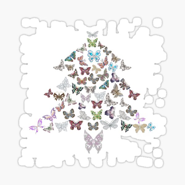 "Butterfly Christmas Tree" Sticker by tinalanette | Redbubble