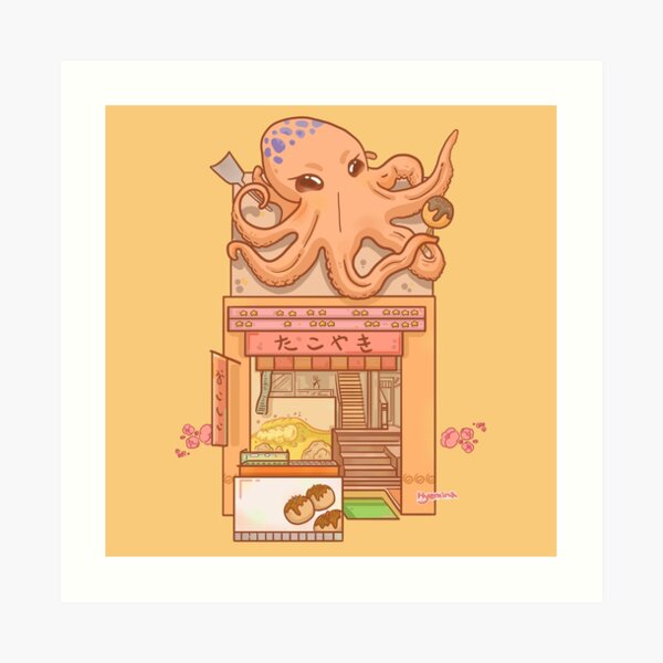 "Takoyaki Taberu" Art Print by HYEMINA | Redbubble