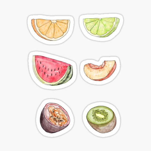 "Summer Fruit Assortment Watercolor Illustration Sticker Set " Sticker ...