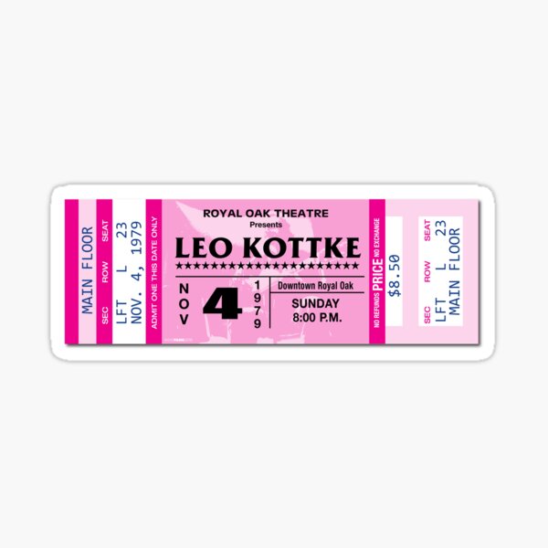 "CLASSIC ROCK CONCERT TICKETS - LEO KOTTKE" Sticker by WOOFANG | Redbubble
