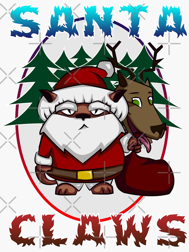 "Santa Claws - Santa Claus Kitty" Sticker for Sale by tanasepetrus ...