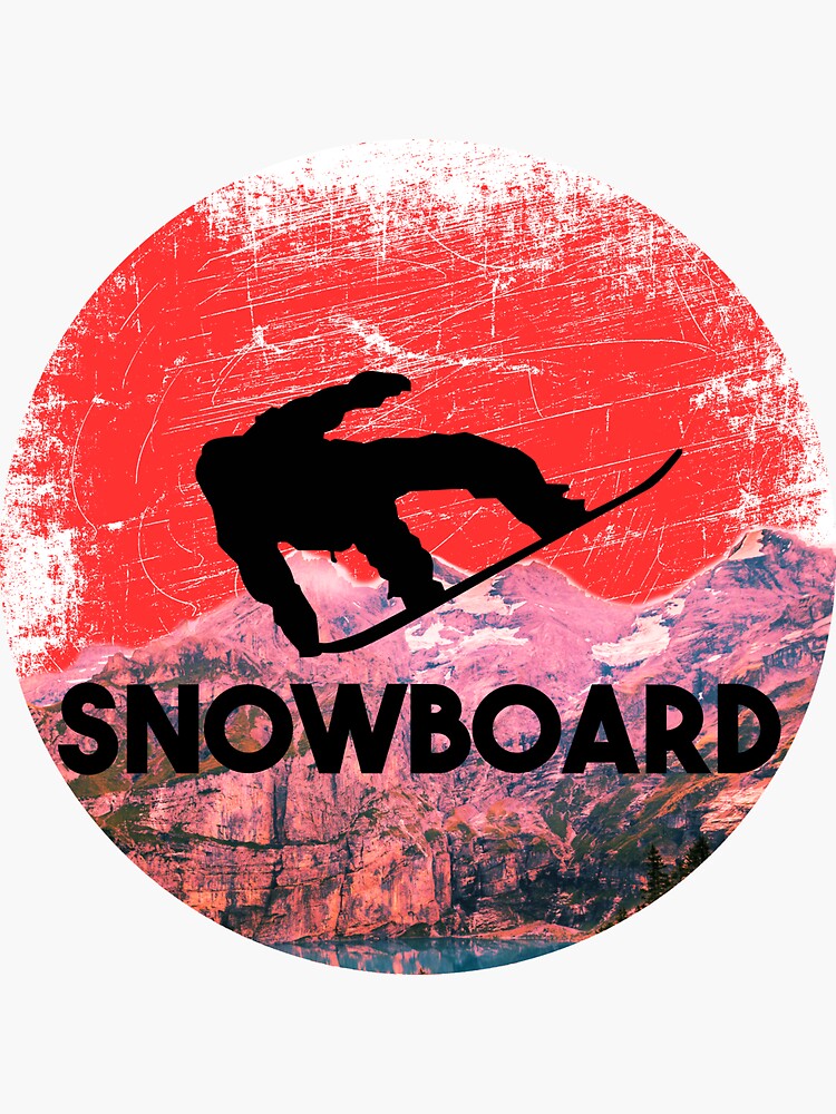 "Snowboard gift mountains" Sticker by RetroFuchs | Redbubble