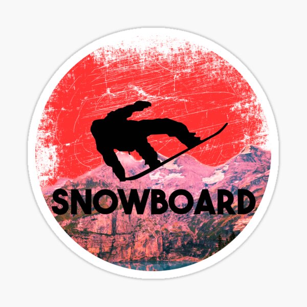 "Snowboard gift mountains" Sticker by RetroFuchs | Redbubble