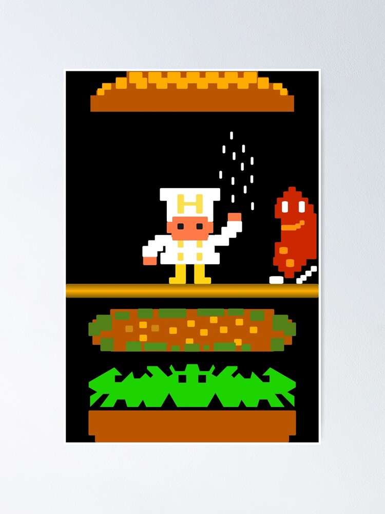 "Burger Time Retro 80's Arcade Game design" Poster for Sale by ...