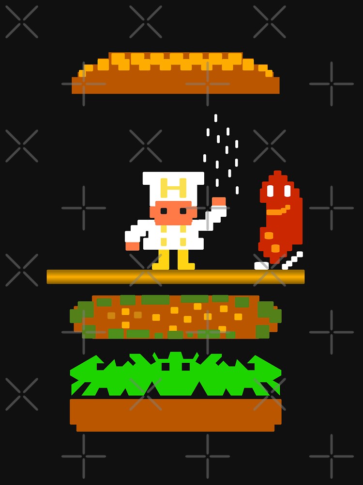 "Burger Time Retro 80's Arcade Game design" T-shirt for Sale by ...