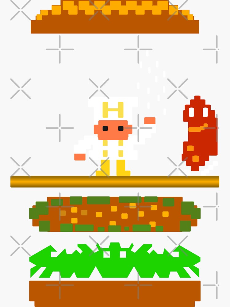 "Burger Time Retro 80's Arcade Game design" Sticker for Sale by ...