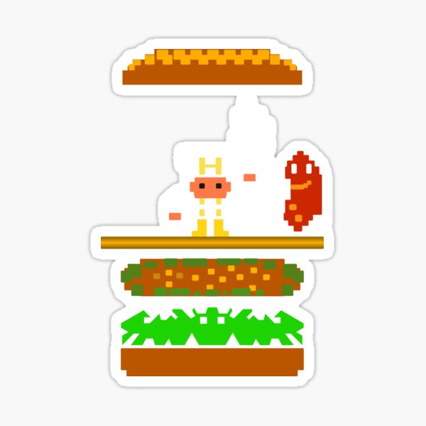 "Burger Time Retro 80's Arcade Game design" Sticker for Sale by ...