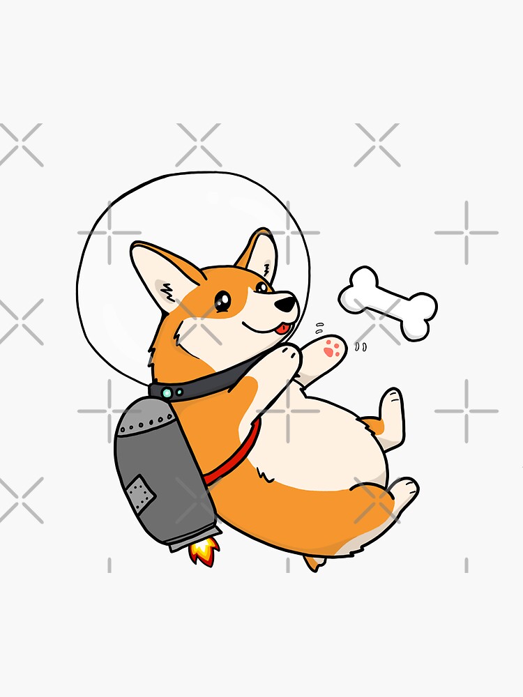 "chubby space jetpack corgi" Sticker for Sale by sivelobanova | Redbubble