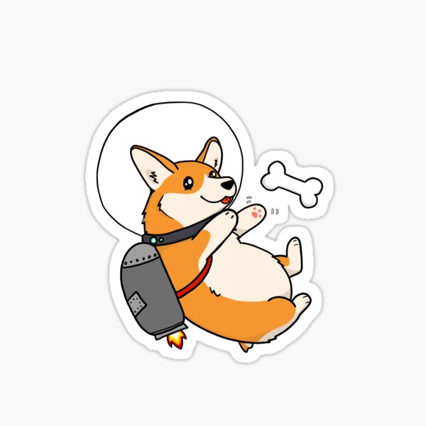 "chubby space jetpack corgi" Sticker by sivelobanova | Redbubble