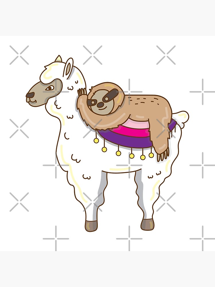 "Sleeping Sloth Riding Llama" Canvas Print by rkhy | Redbubble