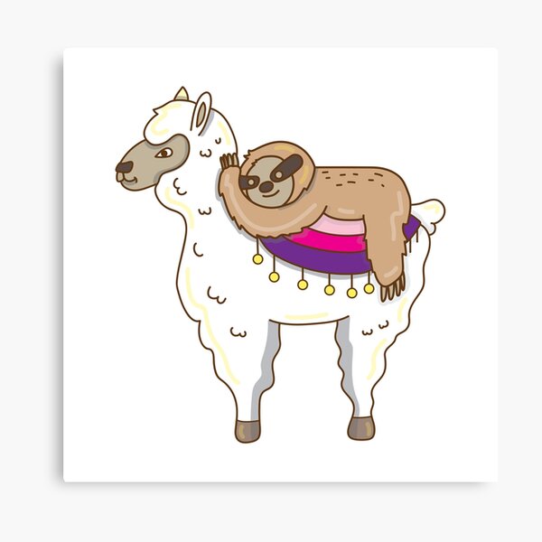 "Sleeping Sloth Riding Llama" Canvas Print by rkhy | Redbubble