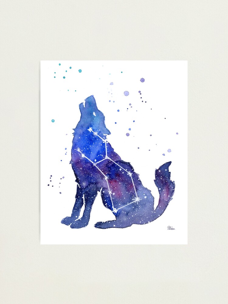 "Galaxy Howling Wolf" Photographic Print by olga-shvartsur | Redbubble