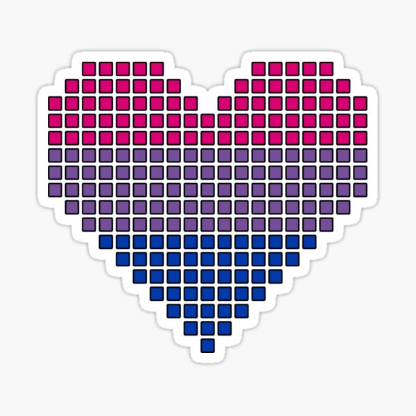 "Bi pixel heart" Sticker for Sale by kittykarnstein | Redbubble