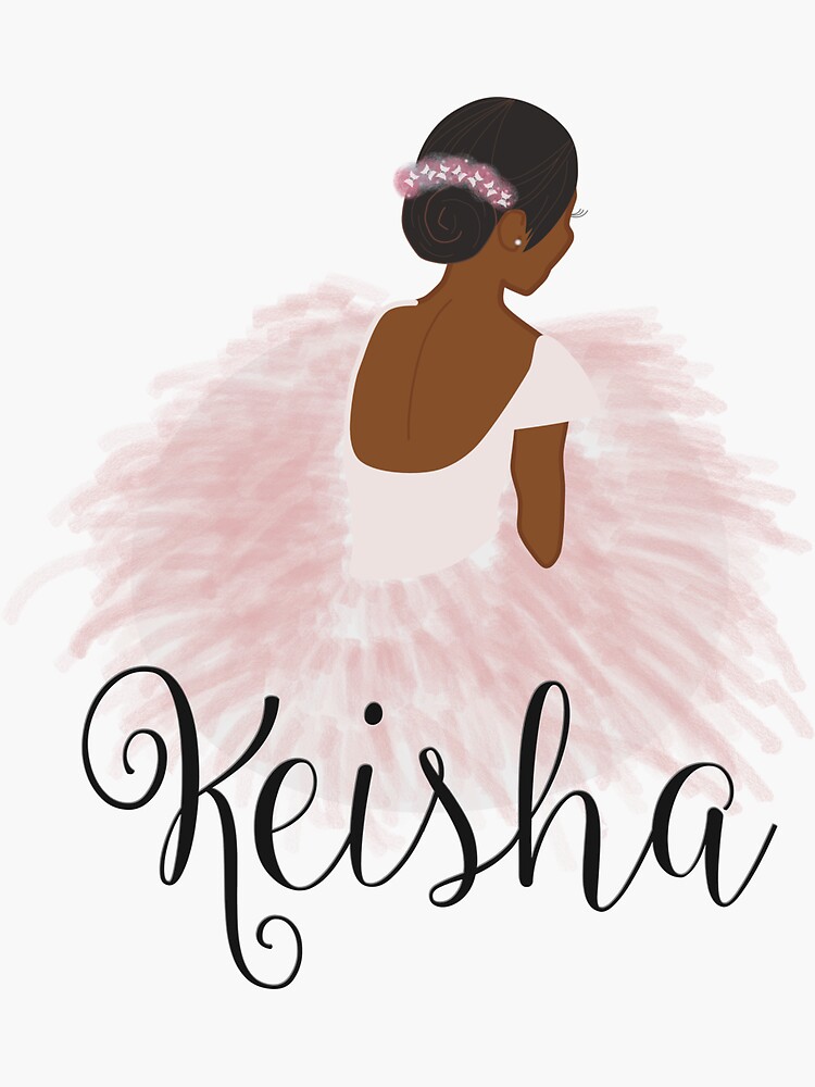 "African American Ballerina Dancer Personalized Name KEISHA" Sticker ...