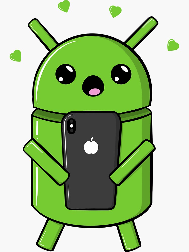 "Android Robot In Love With Smartphone" Sticker by renefuerst | Redbubble