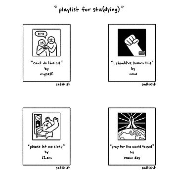 "comic - playlist for stuDYING" Sticker for Sale by theannster | Redbubble