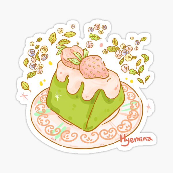 "Matcha Strawberry Cake" Sticker for Sale by HYEMINA | Redbubble