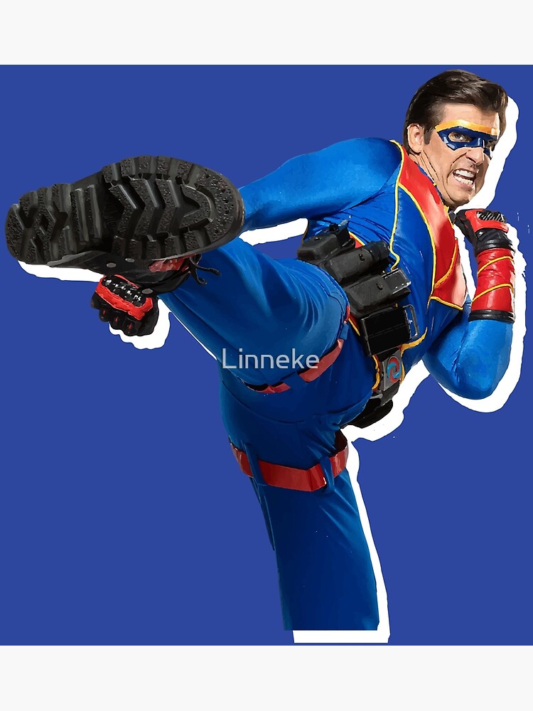 "Captain Man Action - Blue" Poster for Sale by Linneke | Redbubble