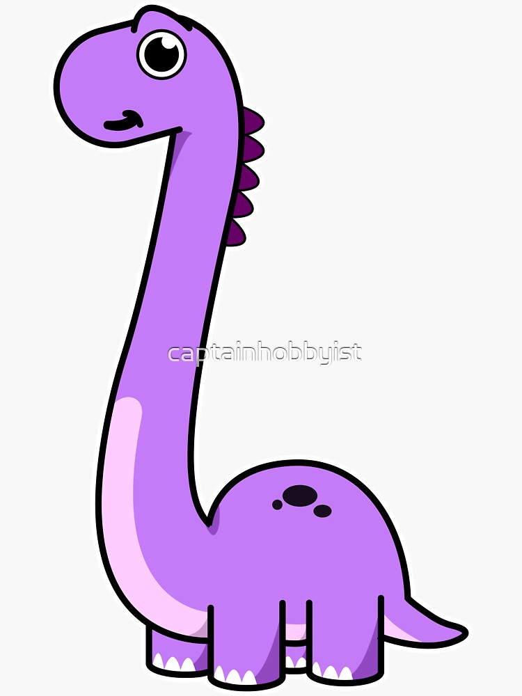 "Cute Brontosaurus Dinosaur Tee - Purple Dino Adult and Kids" Sticker ...