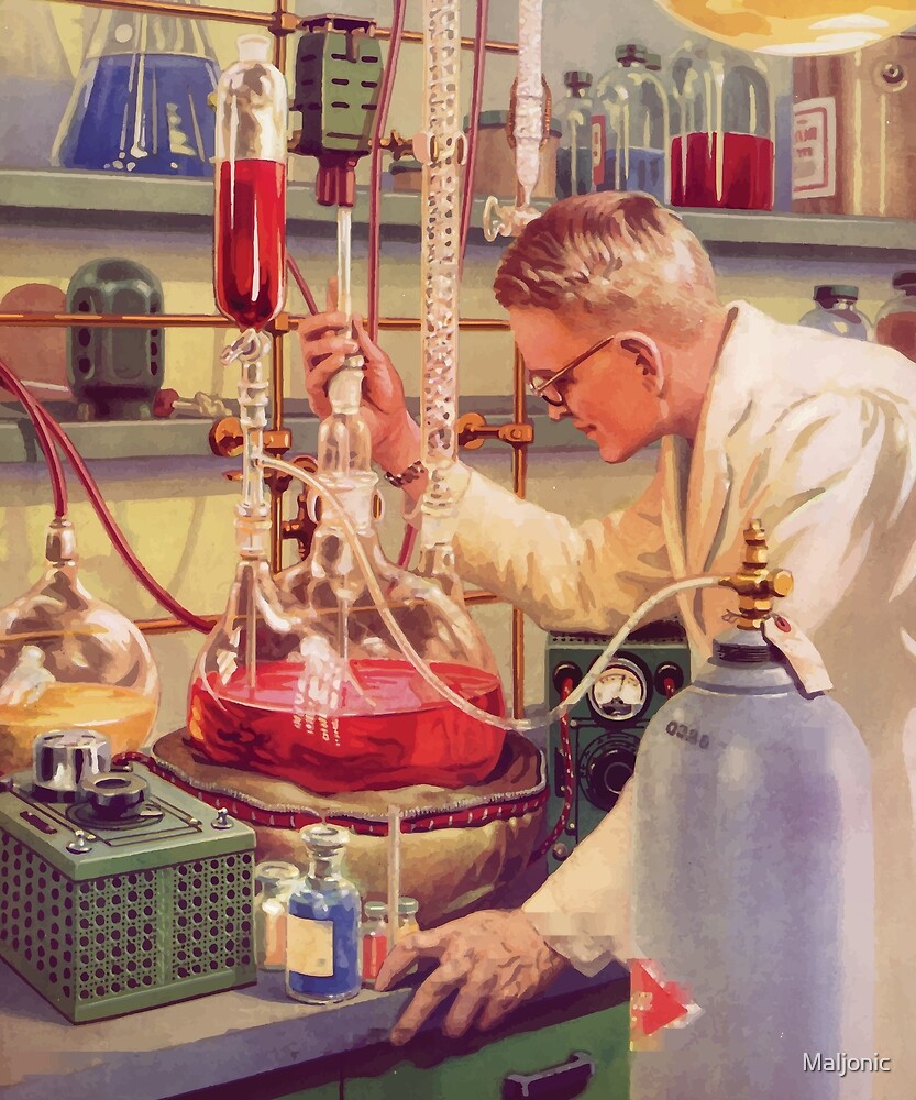 "Retro 1950s Scientist Laboratory Gift Science Lab" by Maljonic | Redbubble