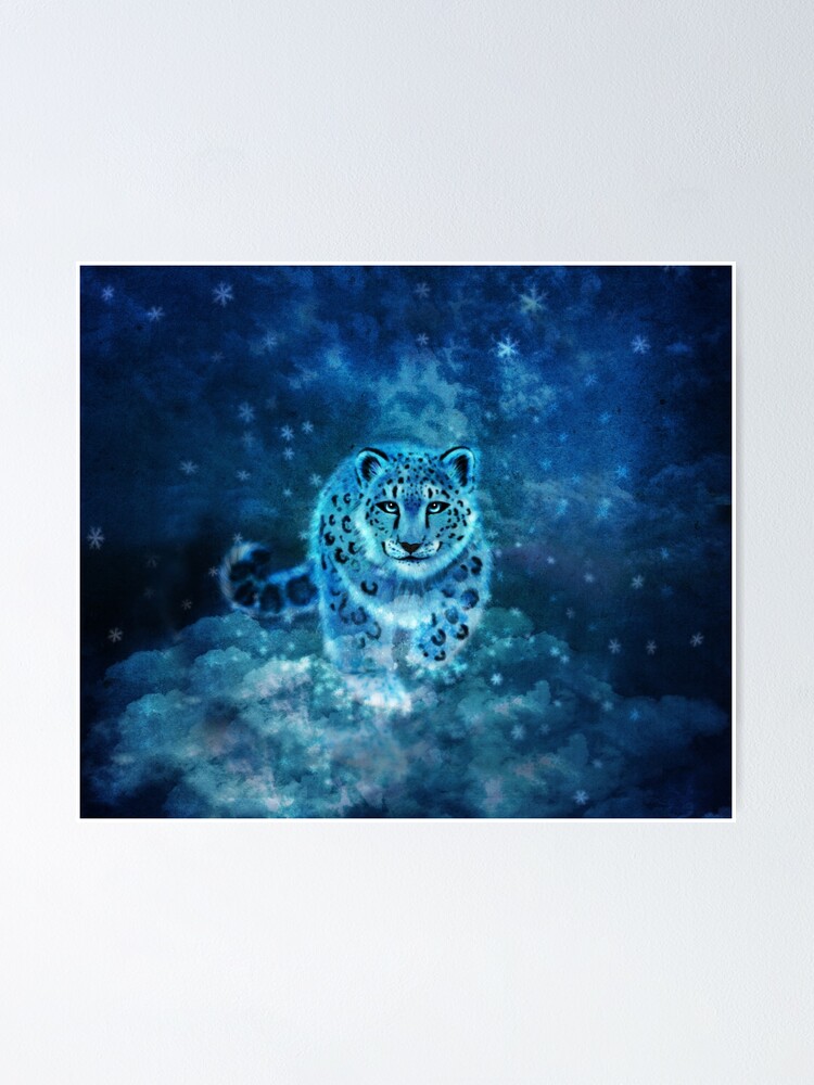 "Spirit Snow Leopard in Mystical Twilight Sky" Poster by jitterfly ...