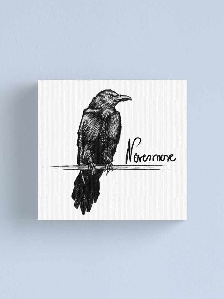 "Nevermore Raven with Quote | Edgar Allan Poe Illustration" Canvas ...