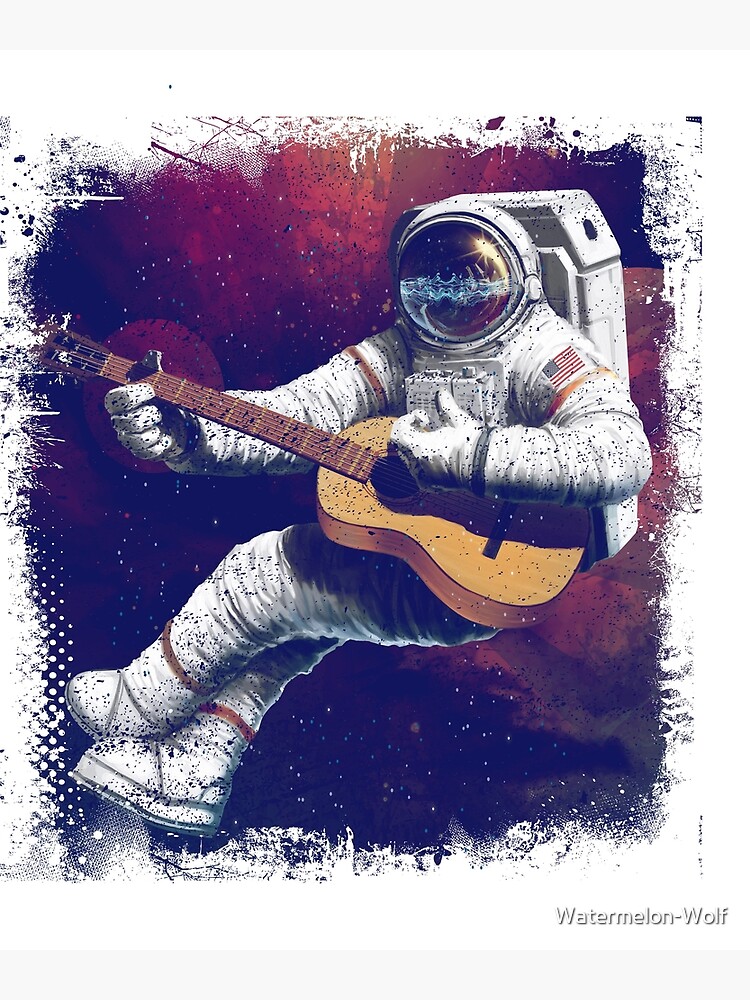 Astronaut playing guitar in the ocean of space - zero-g guitar: re ...