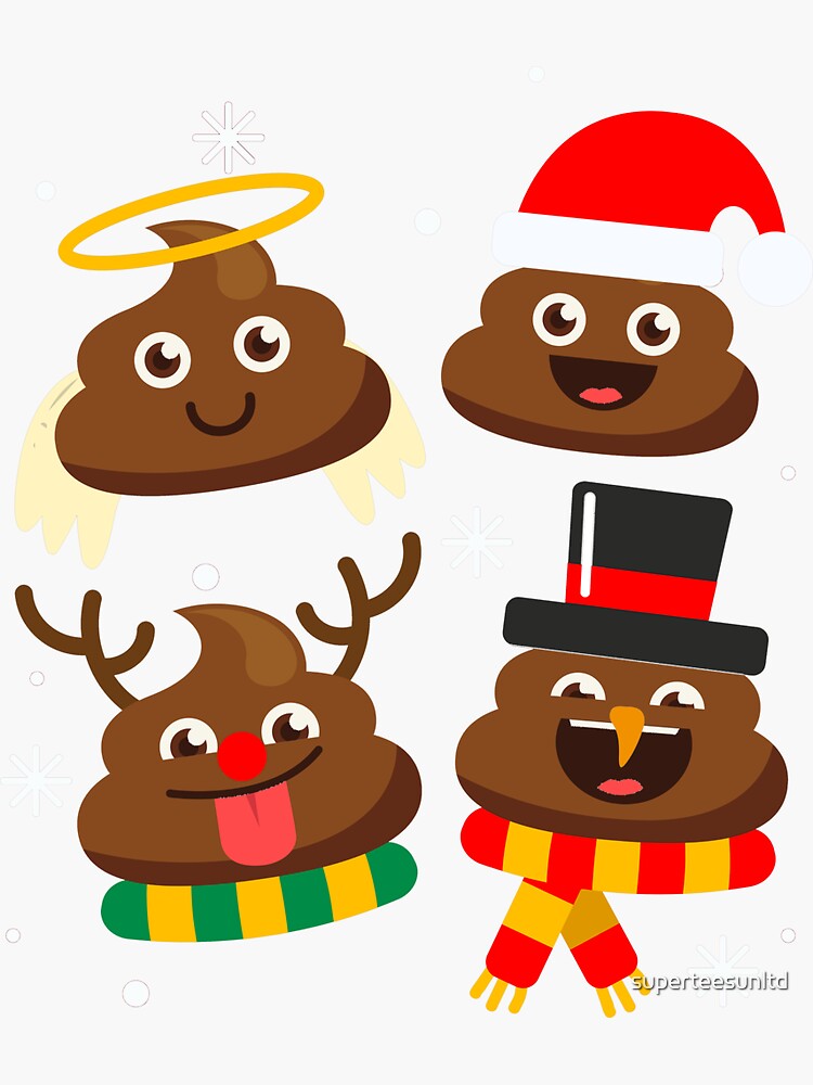 "Christmas Poop Funny Santa Reindeer Angel Snowman" Sticker for Sale by ...
