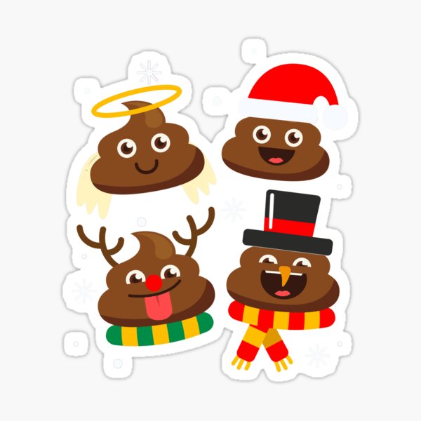 "Christmas Poop Funny Santa Reindeer Angel Snowman" Sticker for Sale by ...