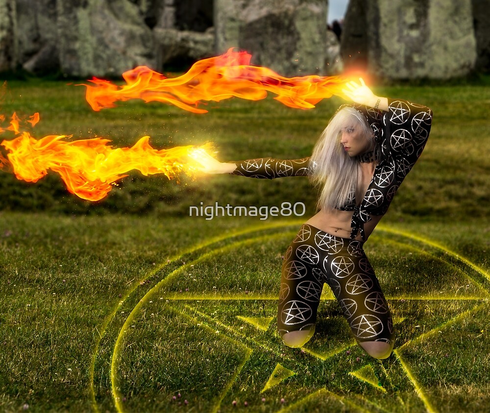 "Witch casts fire from her hands" by nightmage80 | Redbubble