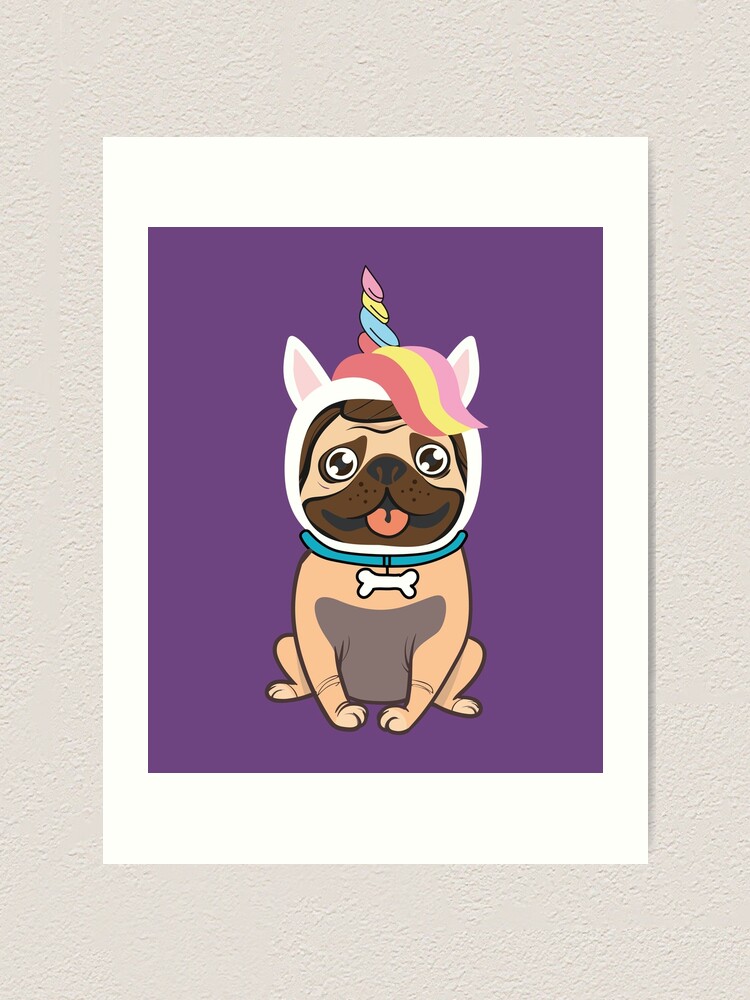 "Pug Unicorn - Cute Pug Art Unicorn Costume | UNIPUG" Art Print by ...