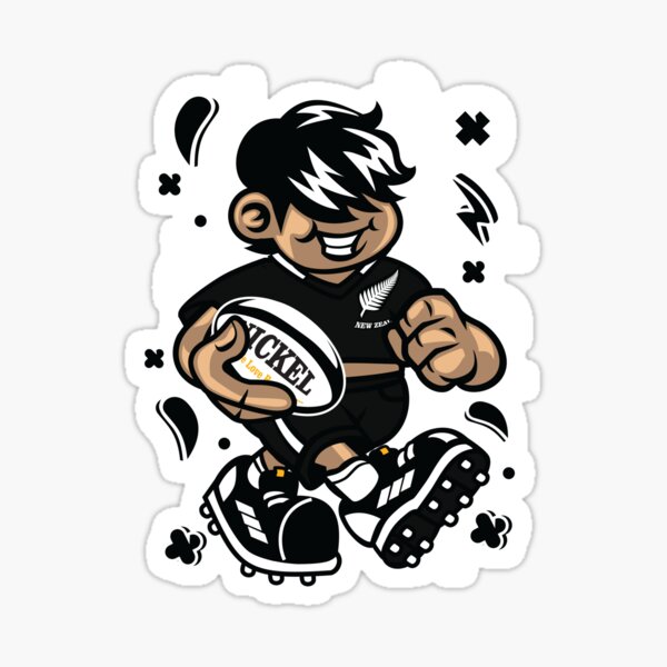 Pegatina « ¡El personaje de dibujos animados de NZ Ab's Kiwi Rugby ...