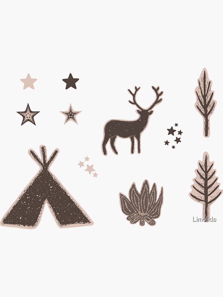 "Winter Rustic Forest Sticker Set Reindeer" Sticker for Sale by ...