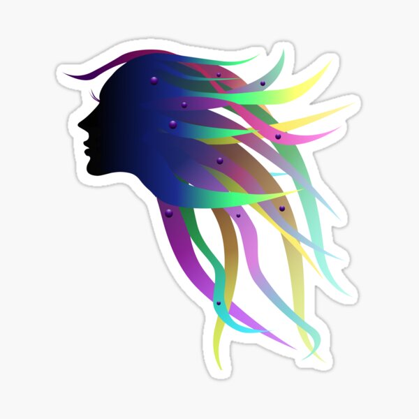 "Silhouette woman with long hair" Sticker by MisQueArt | Redbubble
