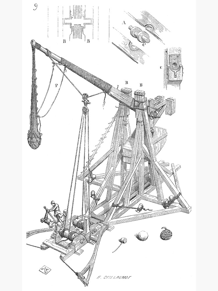 "Trebuchet Engineering Drawing" Sticker for Sale by Dator | Redbubble