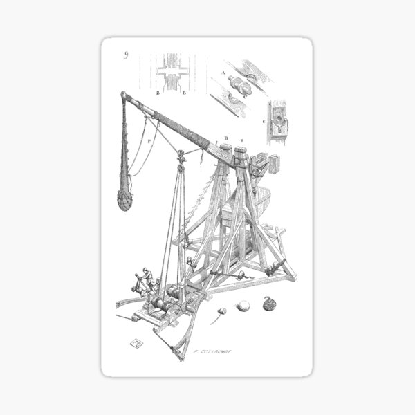 "Trebuchet Engineering Drawing" Sticker for Sale by Dator | Redbubble