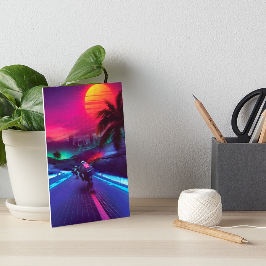 "Synthwave Midnight Outrun" Art Board Print by dennybusyet | Redbubble