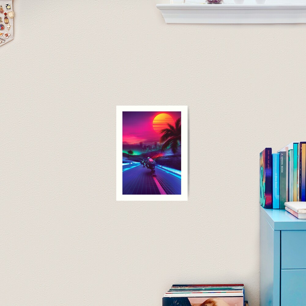 "Synthwave Midnight Outrun" Art Print for Sale by dennybusyet | Redbubble