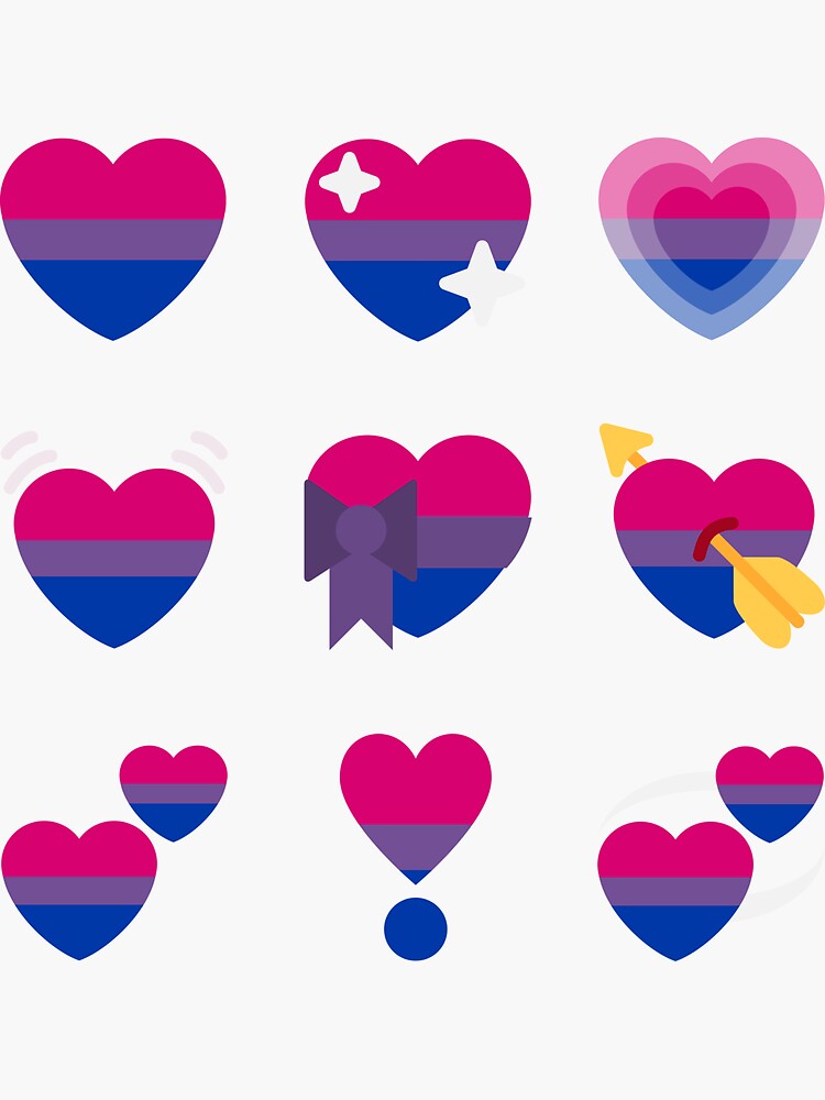 "Bisexual Pride Heart Emojis" Sticker for Sale by xhaf3ri | Redbubble