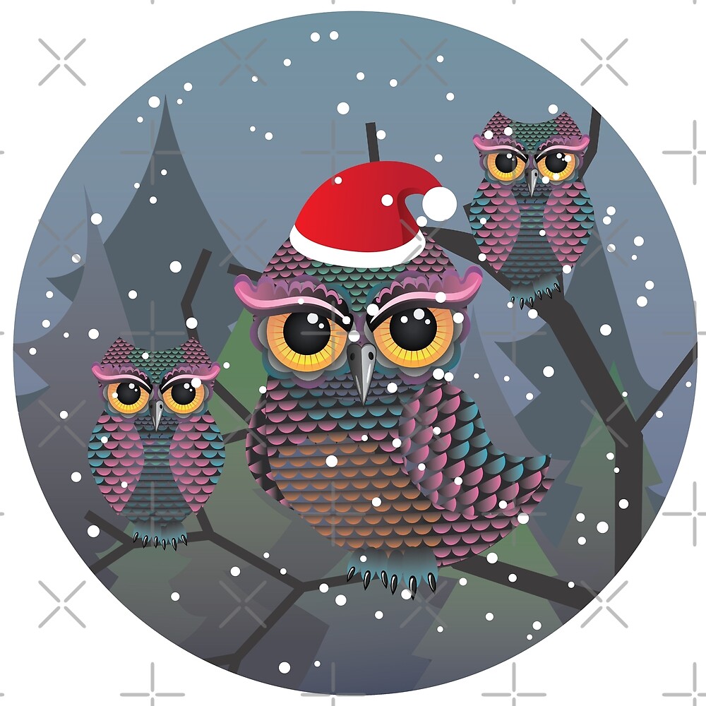 "Cute Christmas Owl 2" by AnnArtshock | Redbubble