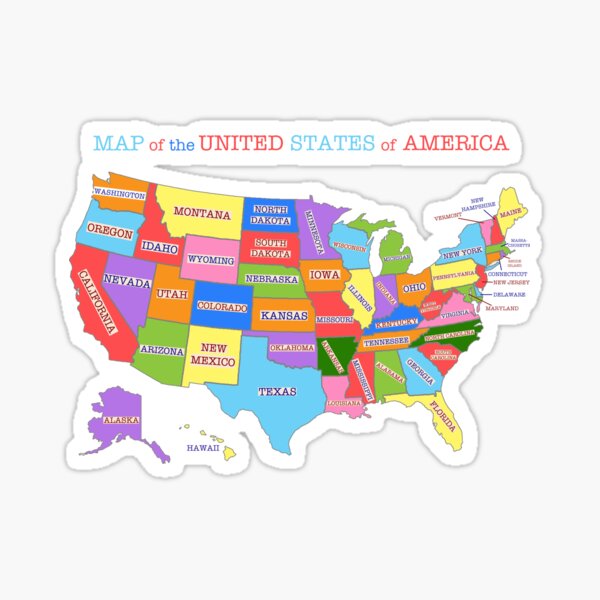 "Multi-colored Map of the United States" Sticker by judgeart | Redbubble