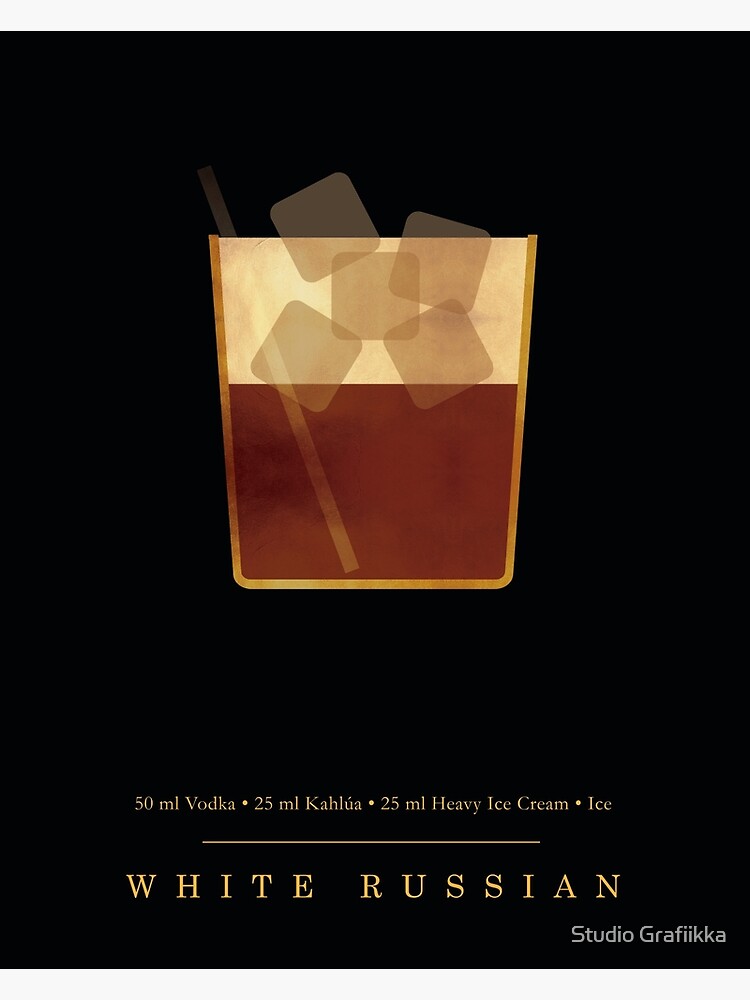 "White Russian - Cocktail - Classic Cocktails Series - Black and Gold ...