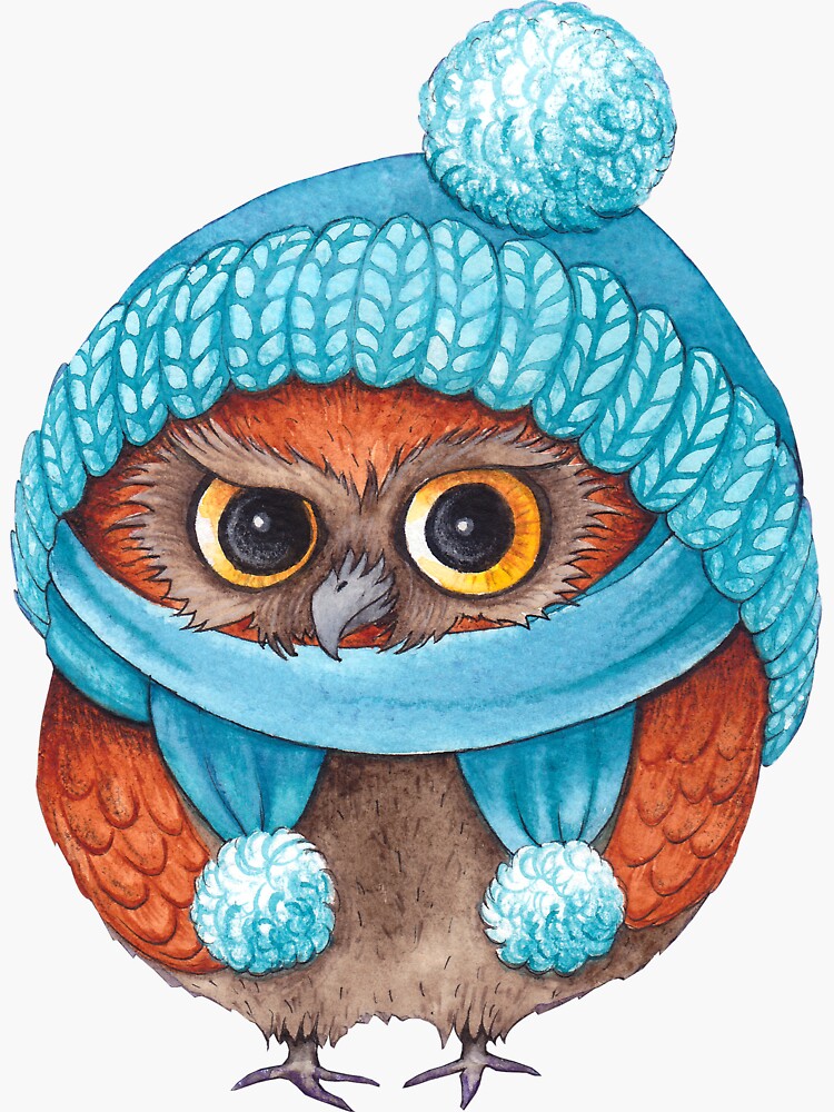 "Little owl" Sticker by jeannadano | Redbubble