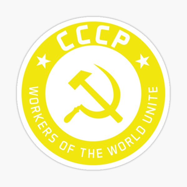 "Communist Badge & Motto" Sticker for Sale by Chocodole | Redbubble