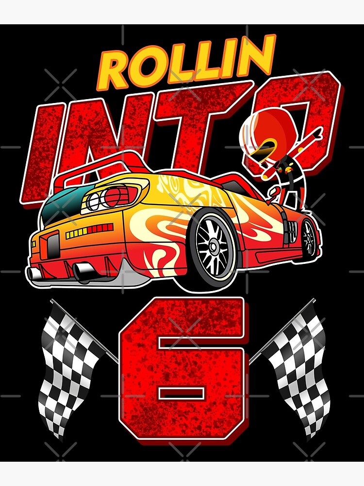 Lámina fotográfica «Camisa de 6to cumpleaños para niños de Racing Car ...