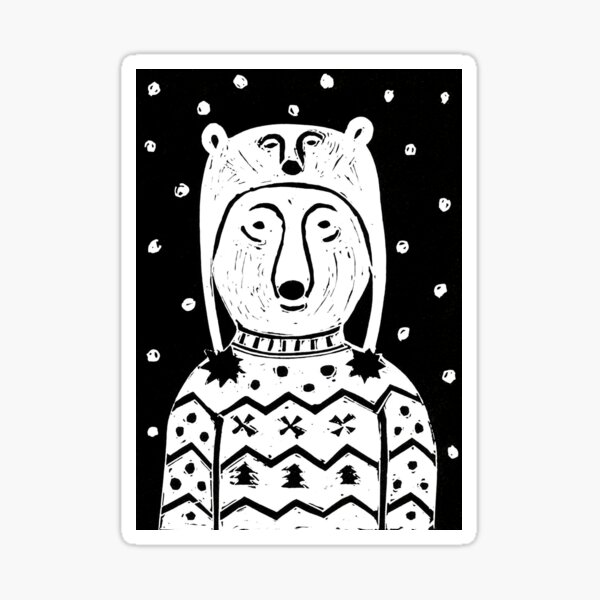 "Bear keeping warm" Sticker for Sale by Illustrationetc | Redbubble