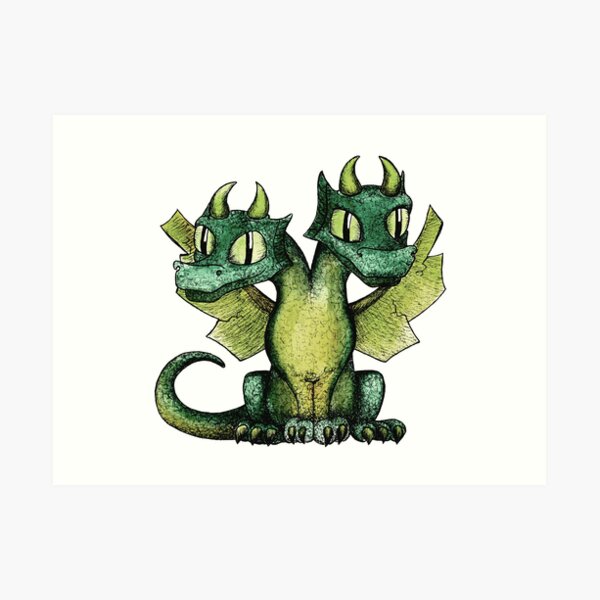 "Two-headed Dragon" Art Print for Sale by SlightlyOdd | Redbubble