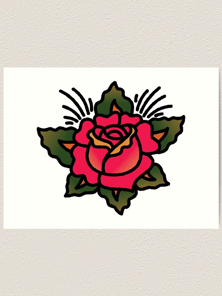 "American Traditional Flower Tattoo Flash" Art Print for Sale by ...