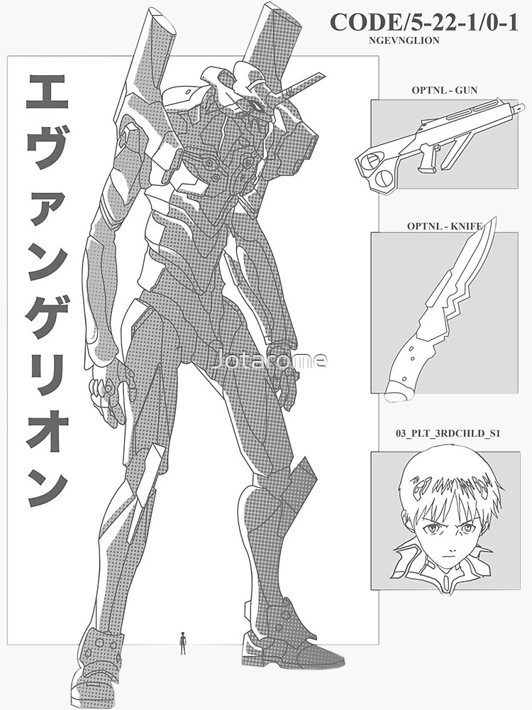 "Evangelion - Blueprint Mecha 001" Sticker by Jotarome | Redbubble